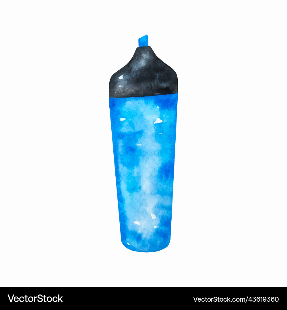 Watercolor school blue marker Royalty Free Vector Image