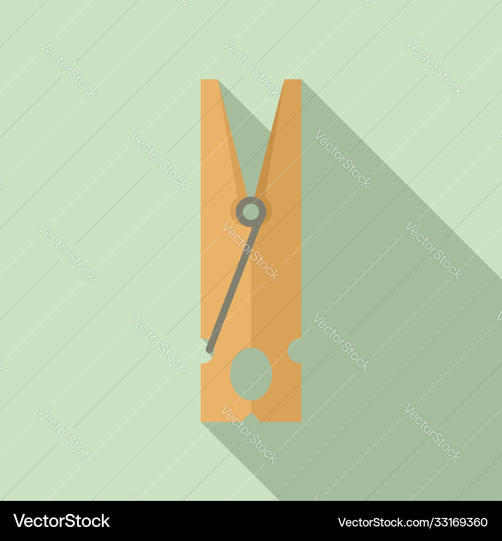 Wooden clothes pin icon flat style Royalty Free Vector Image