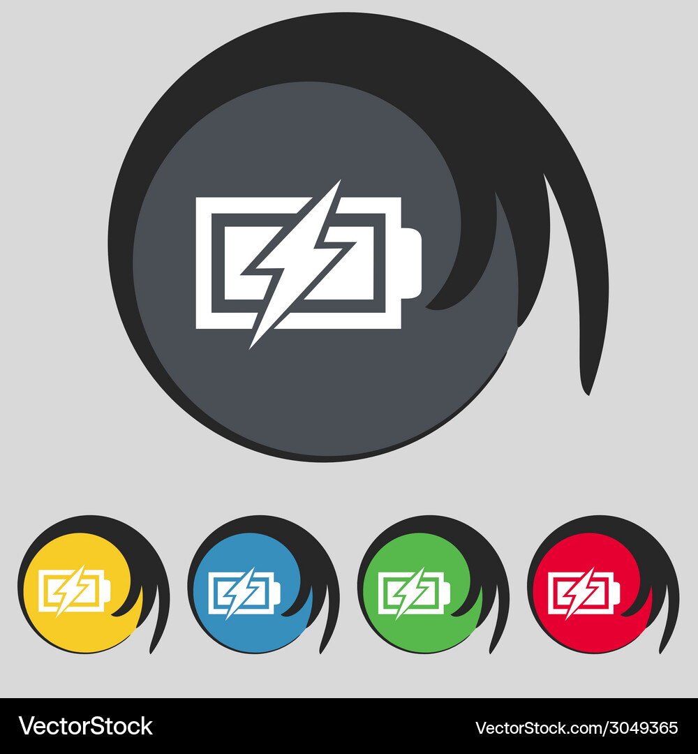 Battery charging sign icon lightning symbol set Vector Image