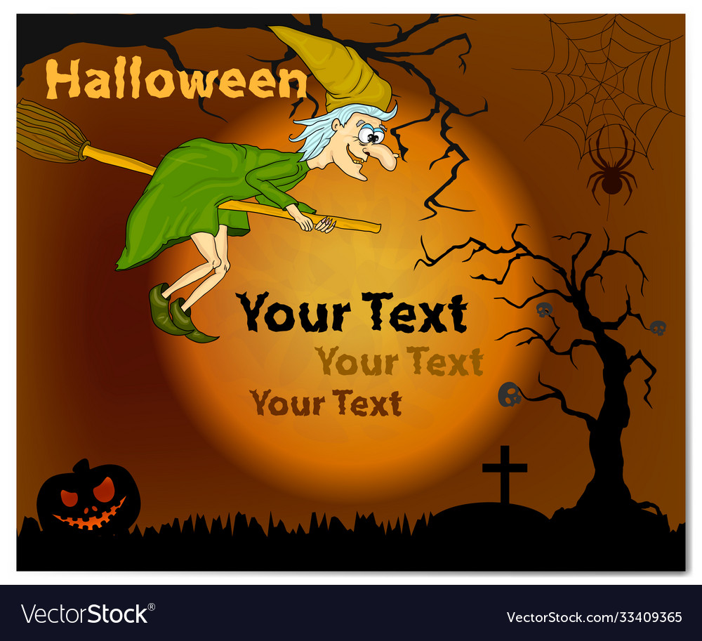 Flyer for halloween party with funny witch Vector Image