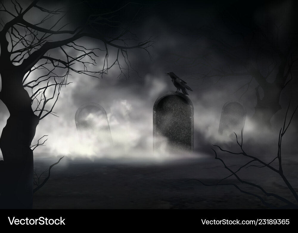 Raven on gravestone at old cemetery Royalty Free Vector