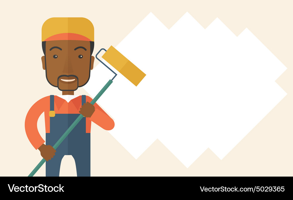 Standing african glass cleaner Royalty Free Vector Image