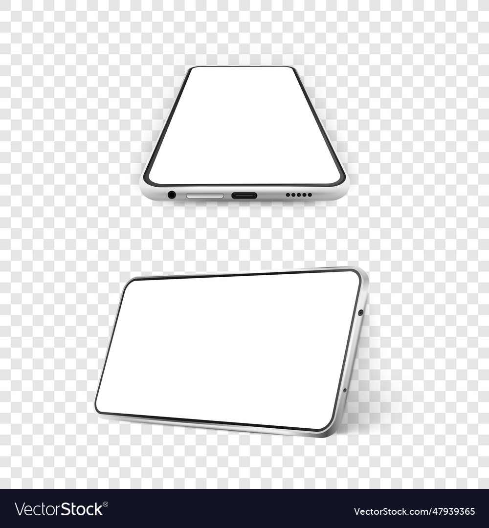 Two white realistic smartphones mockup 3d mobile Vector Image