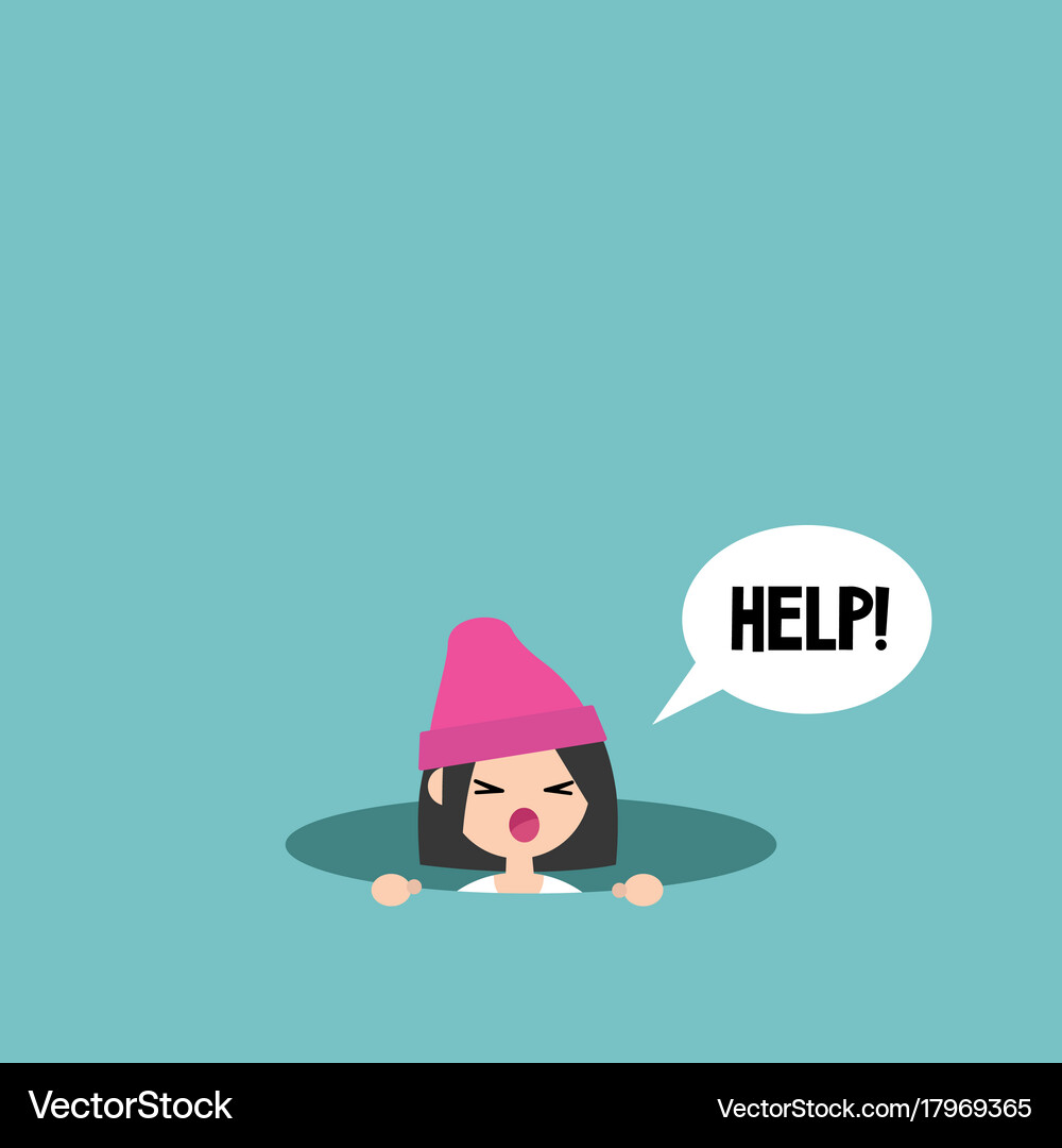 Young girl calling for help in the pit editable Vector Image