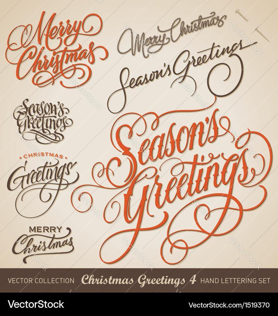 CHRISTMAS GREETINGS hand lettering set Royalty Free Vector