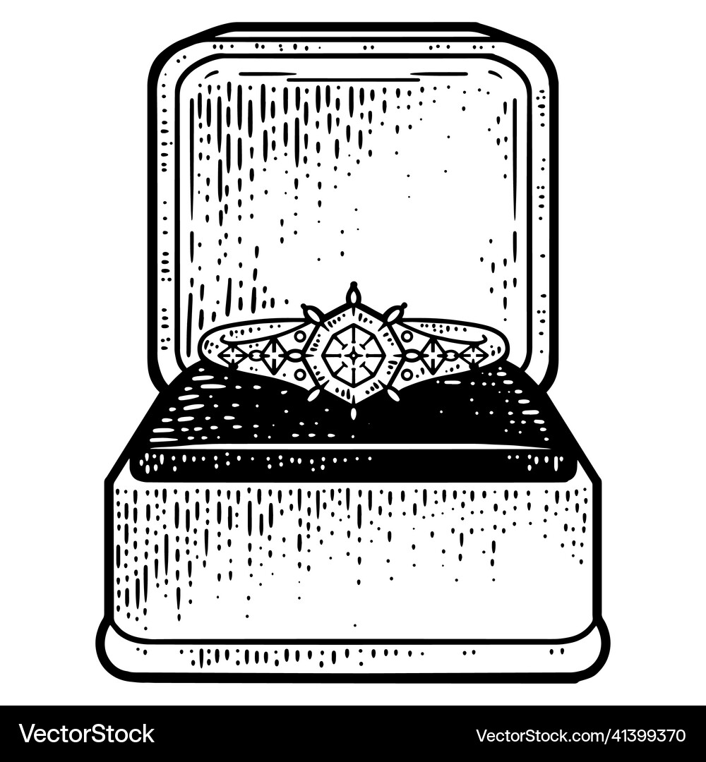 Engagement ring with clear diamond jewelry Vector Image
