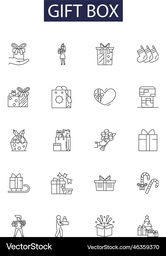 Gift box line icons and signs presentbox Vector Image