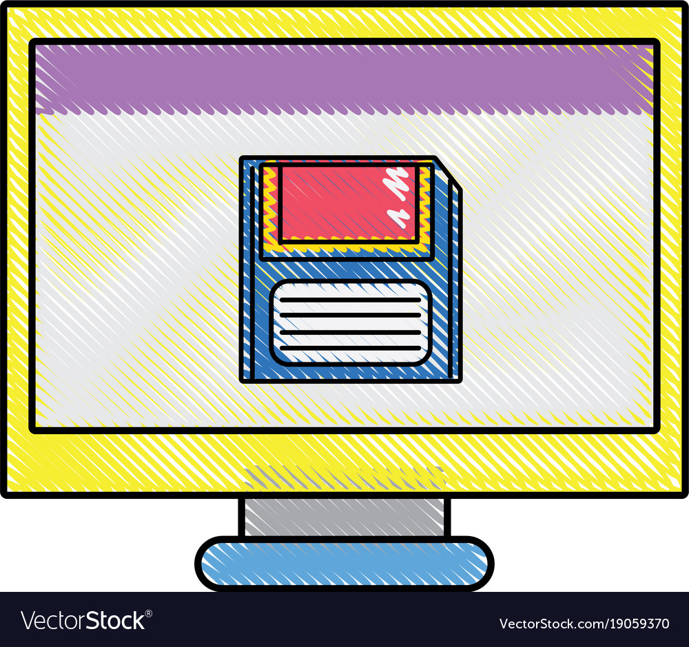 Grated computer technology with screen Royalty Free Vector
