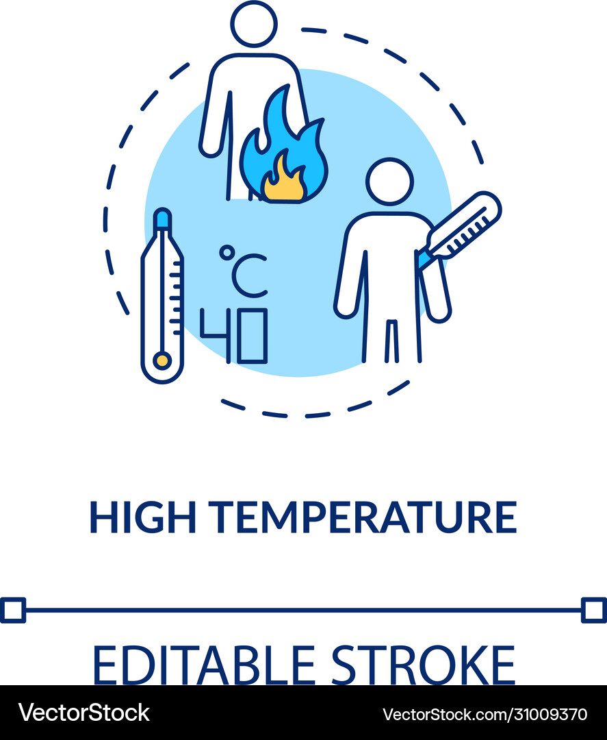 High body temperature concept icon sick person Vector Image