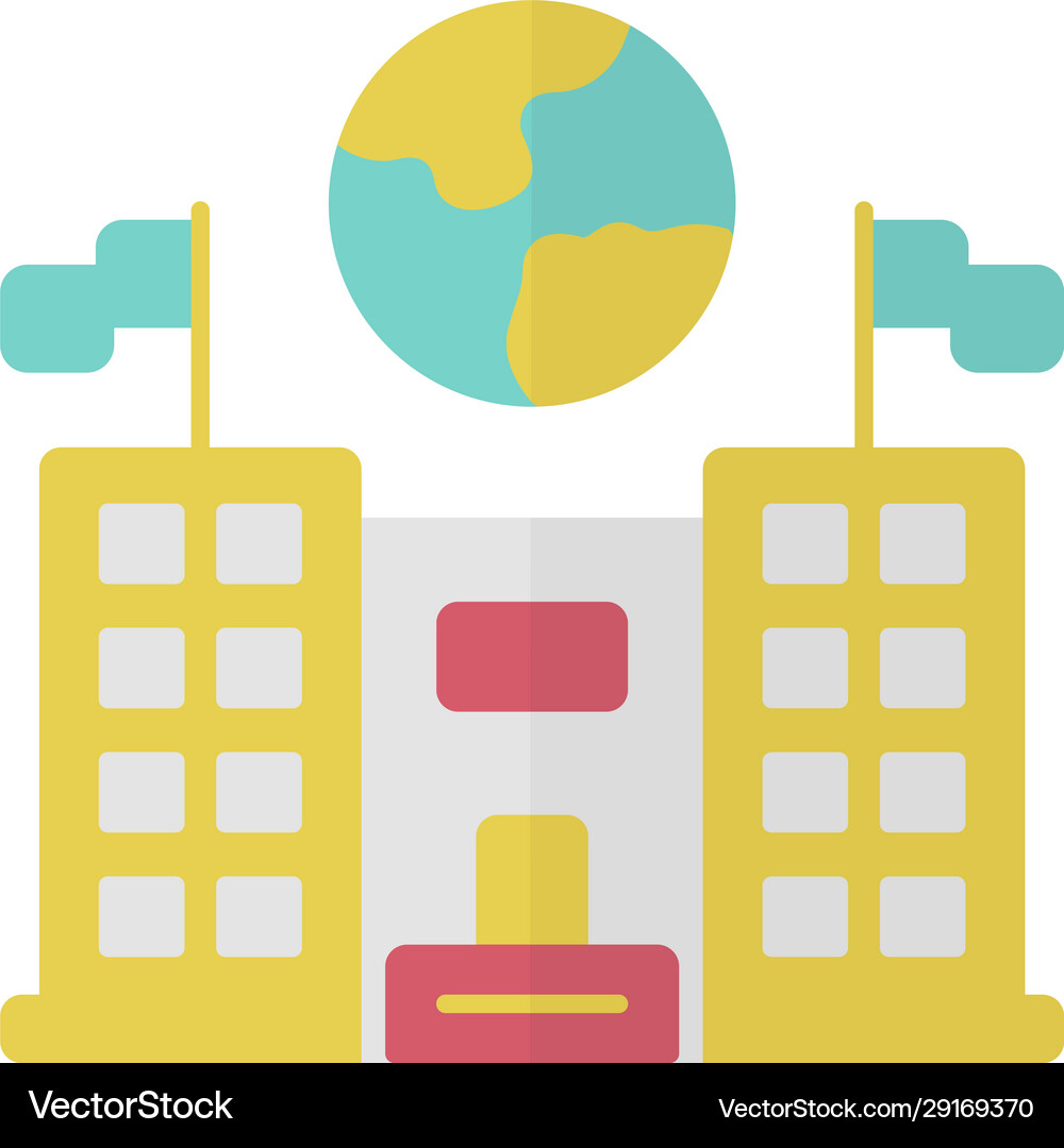 Immigration center flat design long shadow yellow Vector Image