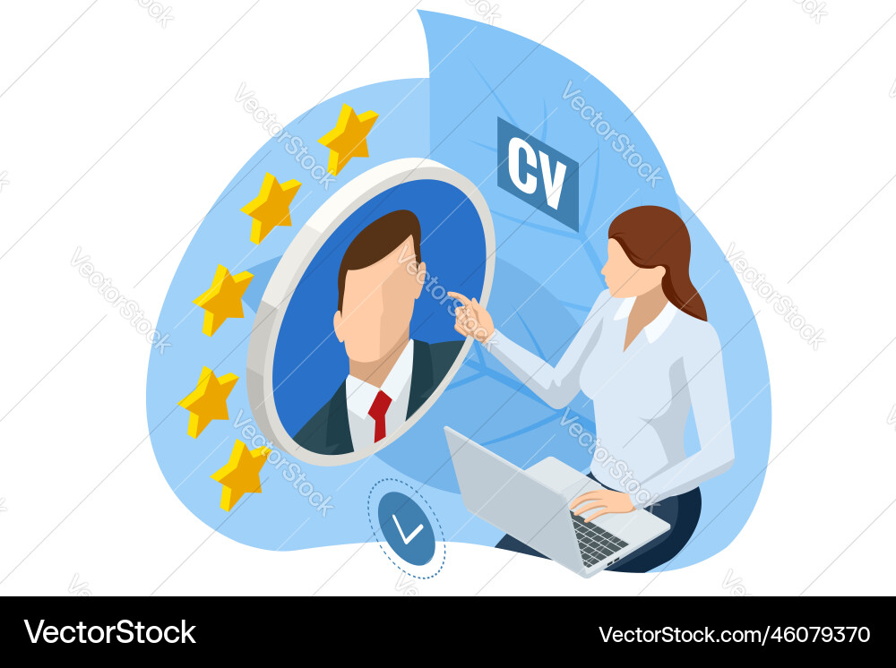 Isometric cv hiring and recruitment concept Vector Image