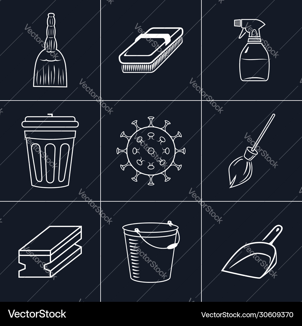 Items for cleaning and wiping and disposing Vector Image