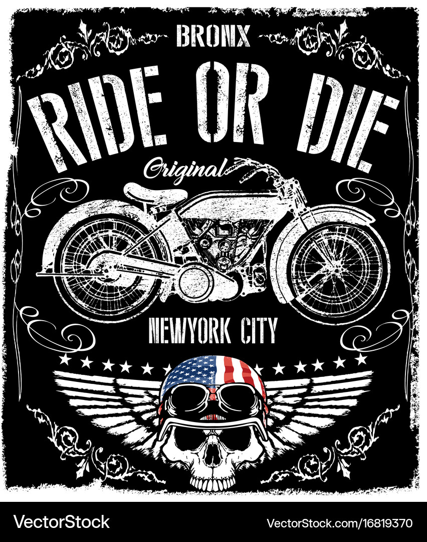 Motorcycle label t-shirt design with custom Vector Image