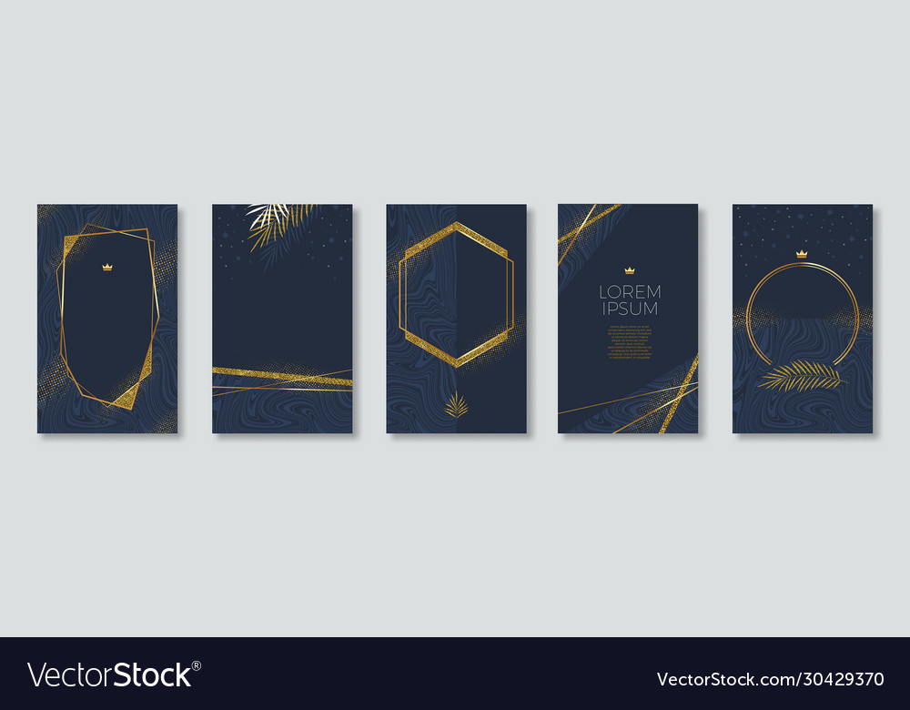 Set elegant banners with glitter gold frame Vector Image