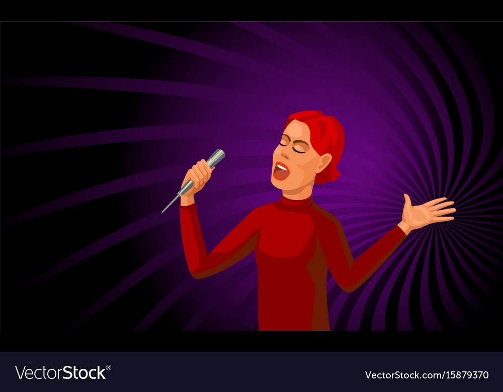 Singing Woman With Microphone Royalty Free Vector Image