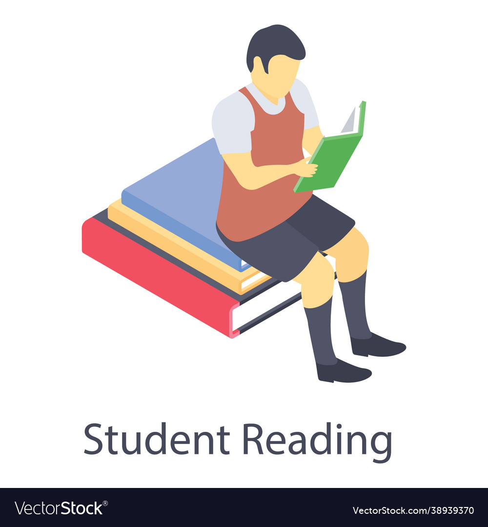 Student reading Royalty Free Vector Image - VectorStock