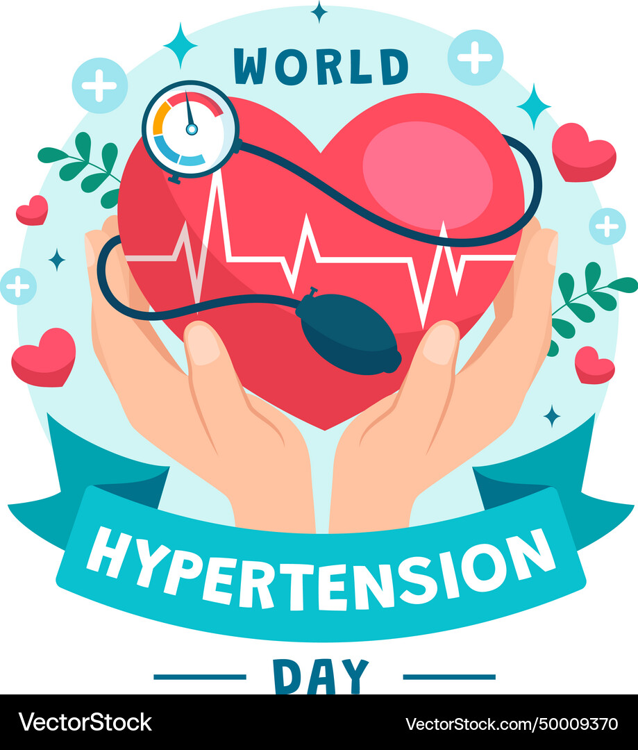 World hypertension day on may 17th with high Vector Image