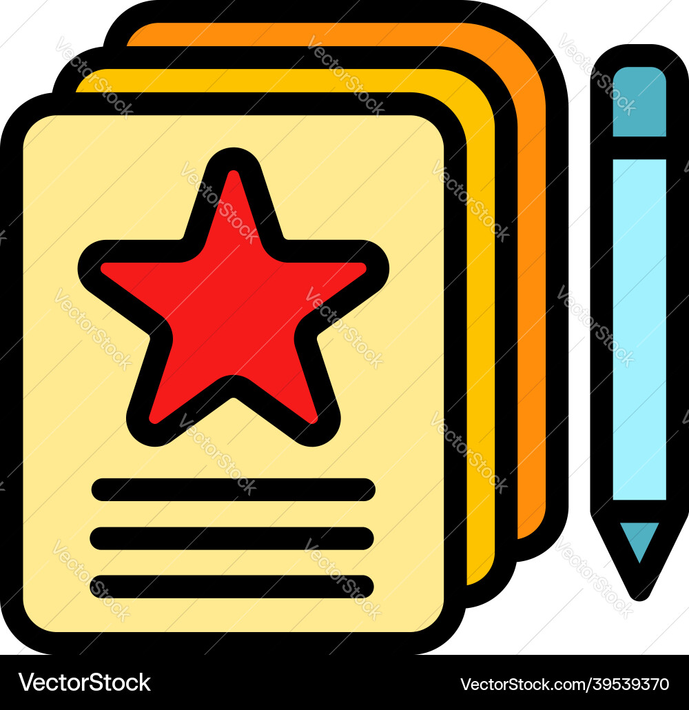 Writing review icon color outline Royalty Free Vector Image