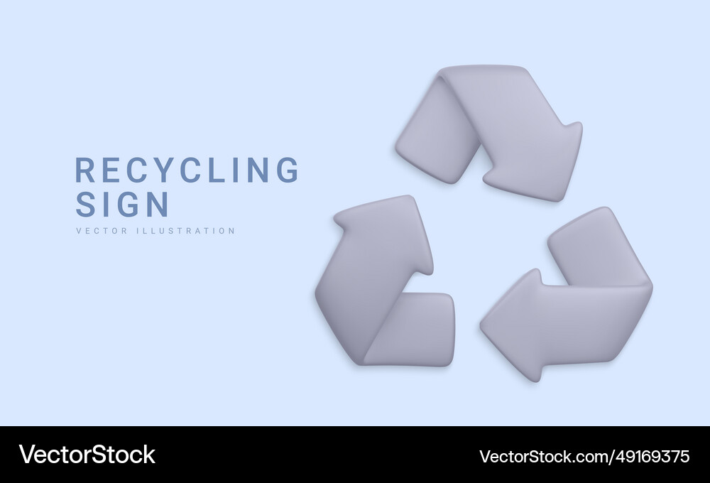3d realistic recycling sign isolated on blue Vector Image