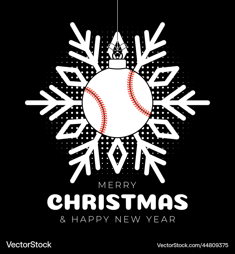 Baseball christmas greeting card merry Royalty Free Vector