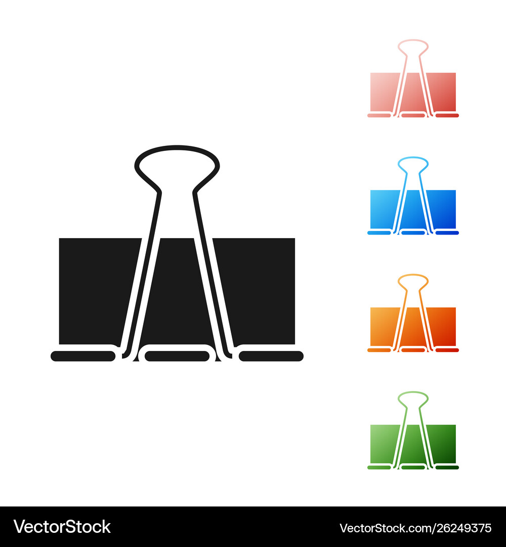 Black binder clip icon isolated on white Vector Image