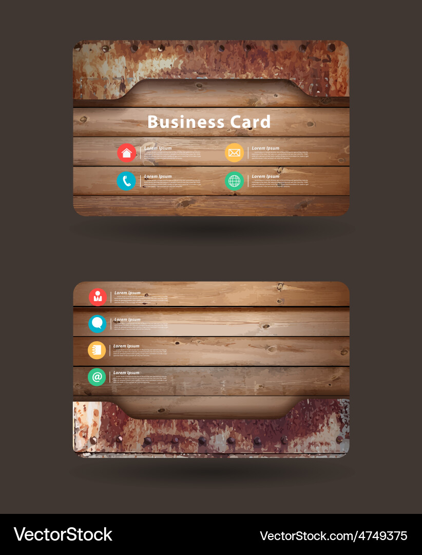Business card template with wood texture Vector Image