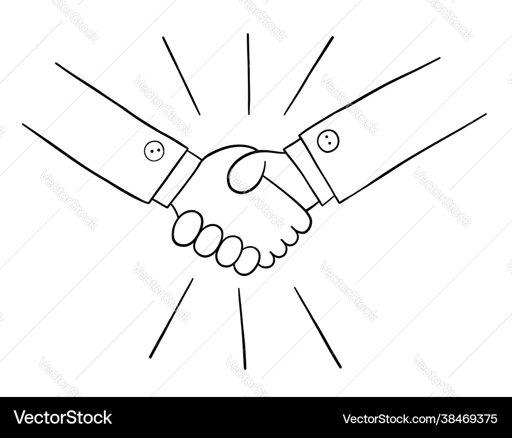 Cartoon two businessmen shaking hands Royalty Free Vector