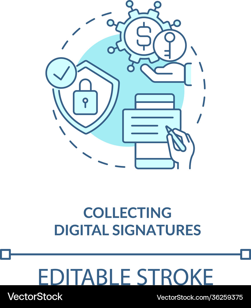 Collecting digital signatures concept icon Vector Image