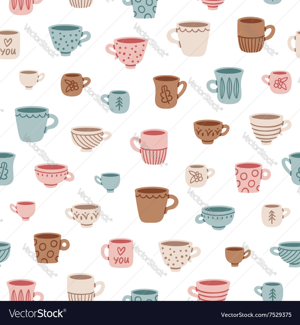 Cute mugs pattern Royalty Free Vector Image - VectorStock