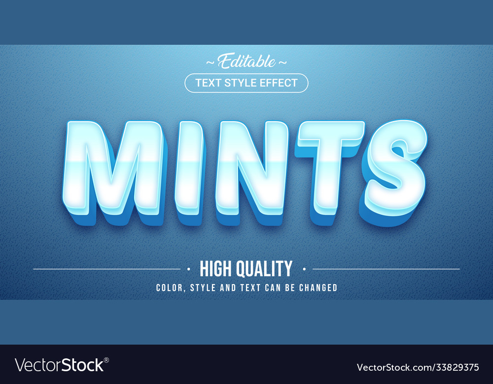 Editable text style effect - mints theme style Vector Image