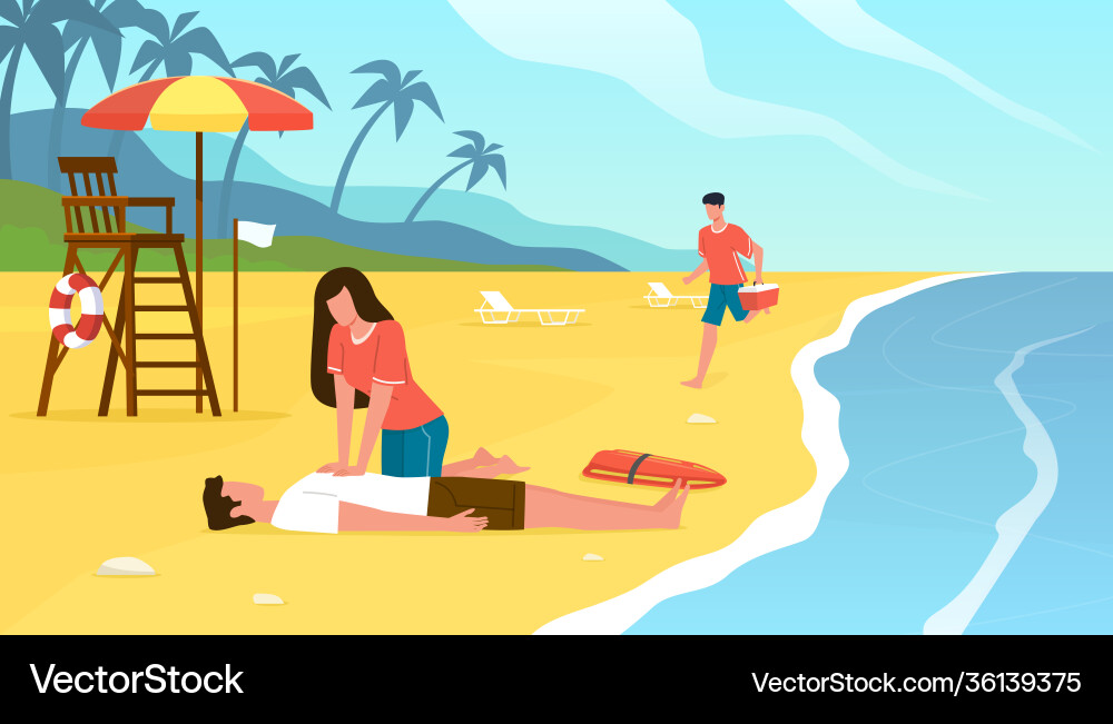 First medical aid emergency assistance drowning Vector Image