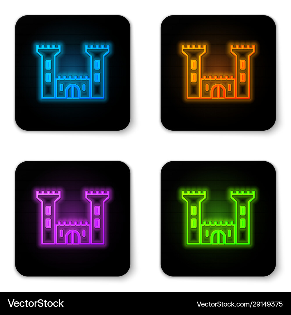Glowing neon castle icon isolated on white Vector Image