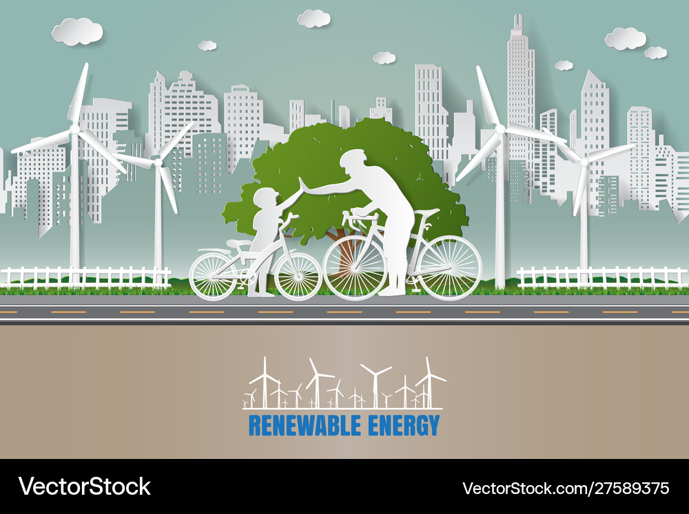 Green renewable energy ecology technology power Vector Image