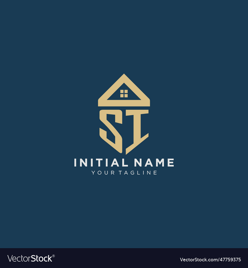 Initial letter si with simple house roof creative Vector Image