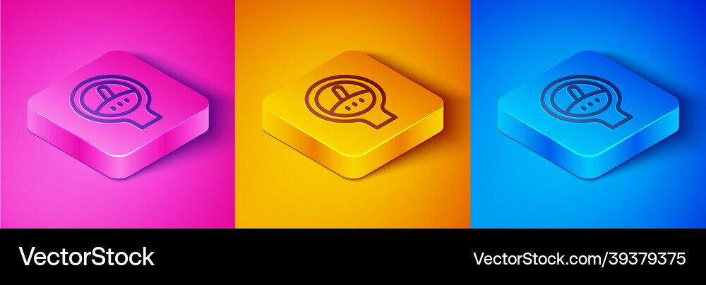 Isometric line gauge scale icon isolated on pink Vector Image