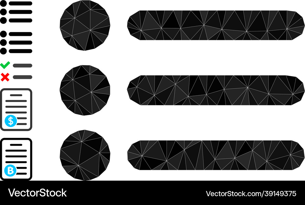 List items triangle icon and other icons Vector Image