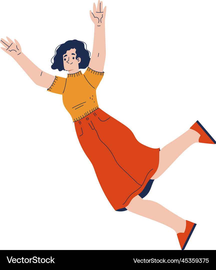 Woman character falling down after slip Royalty Free Vector