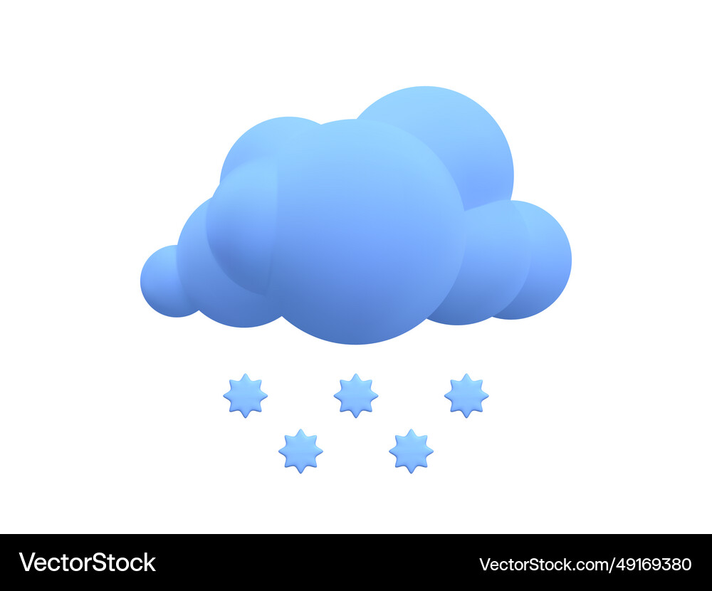 3d realistic cloud with snowflakes in cartoon – Royalty-Free Vector ...