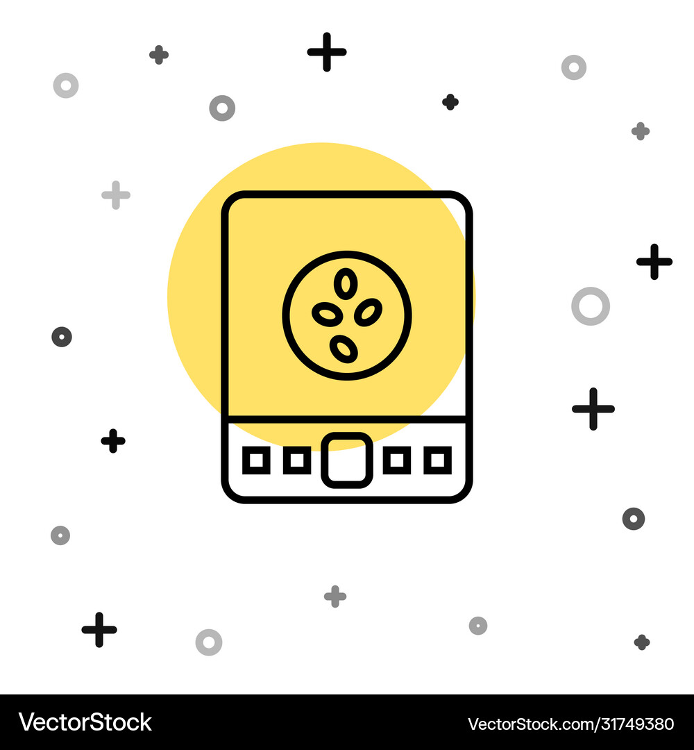 Black line electronic coffee scales icon isolated Vector Image
