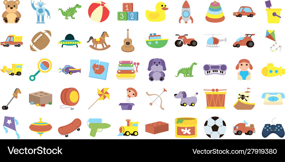 Bundle baby toys set icons Royalty Free Vector Image