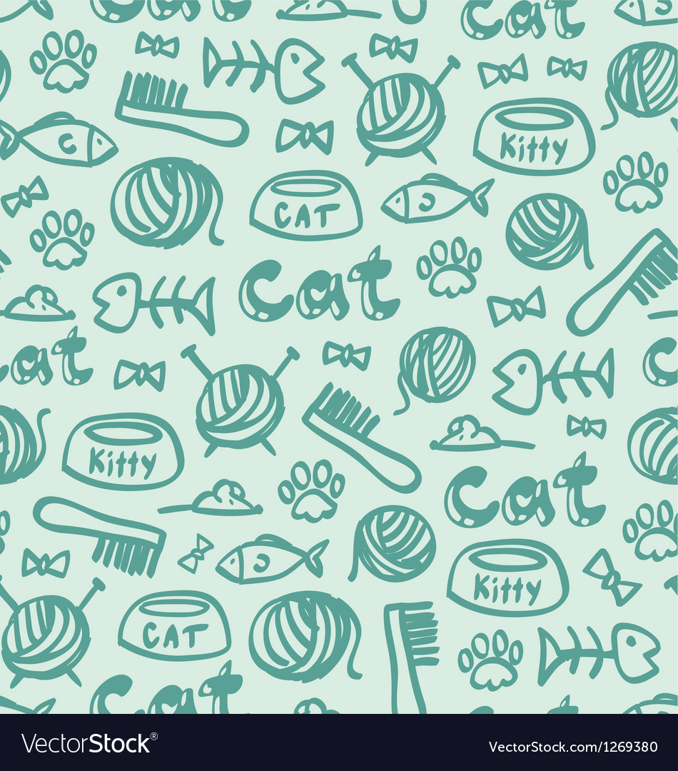 Cat stuff pattern Royalty Free Vector Image - VectorStock