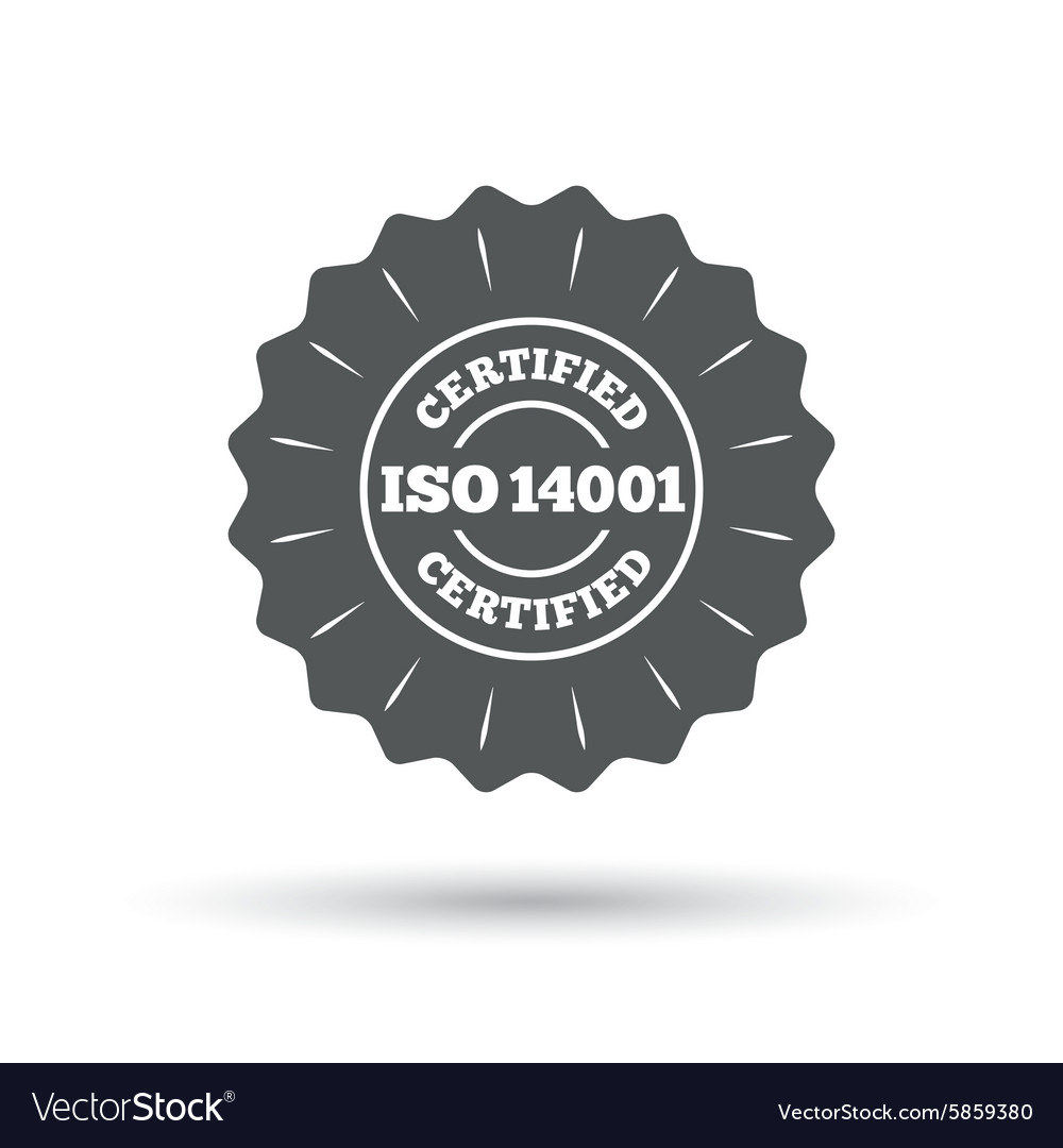 Iso 14001 certified sign certification stamp Vector Image