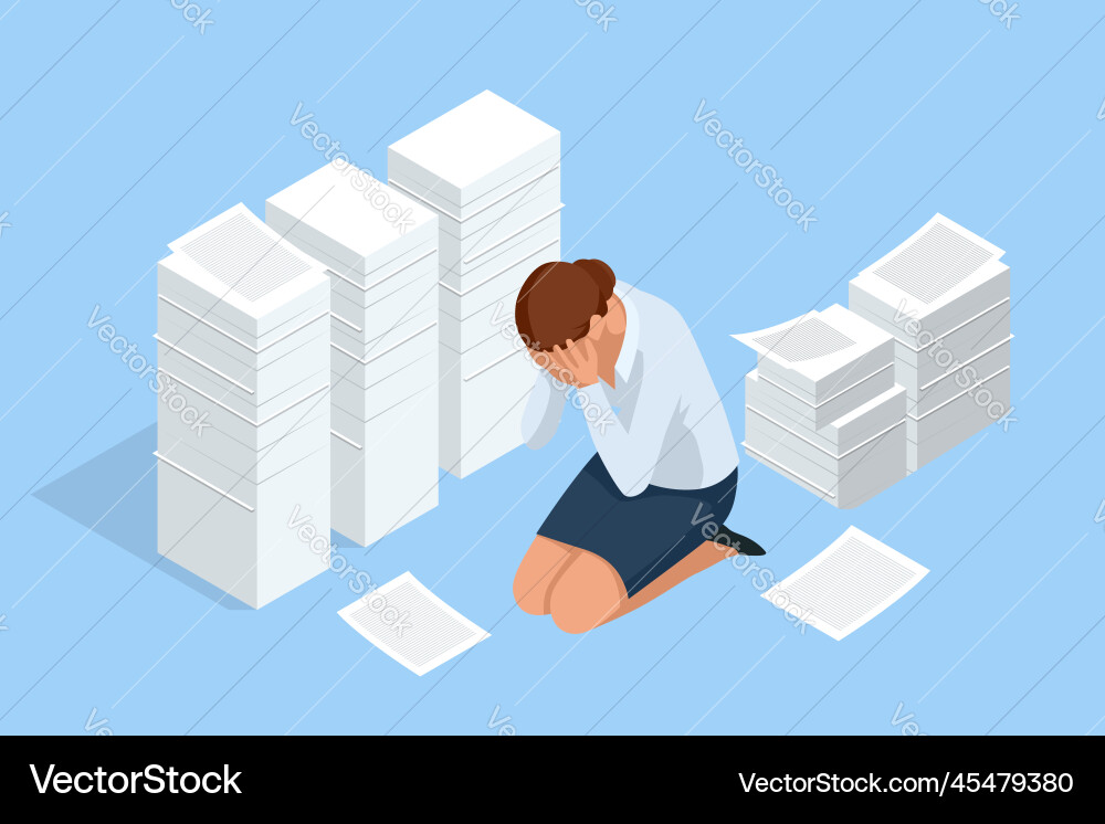 Isometric stacks of paperwork and files Royalty Free Vector