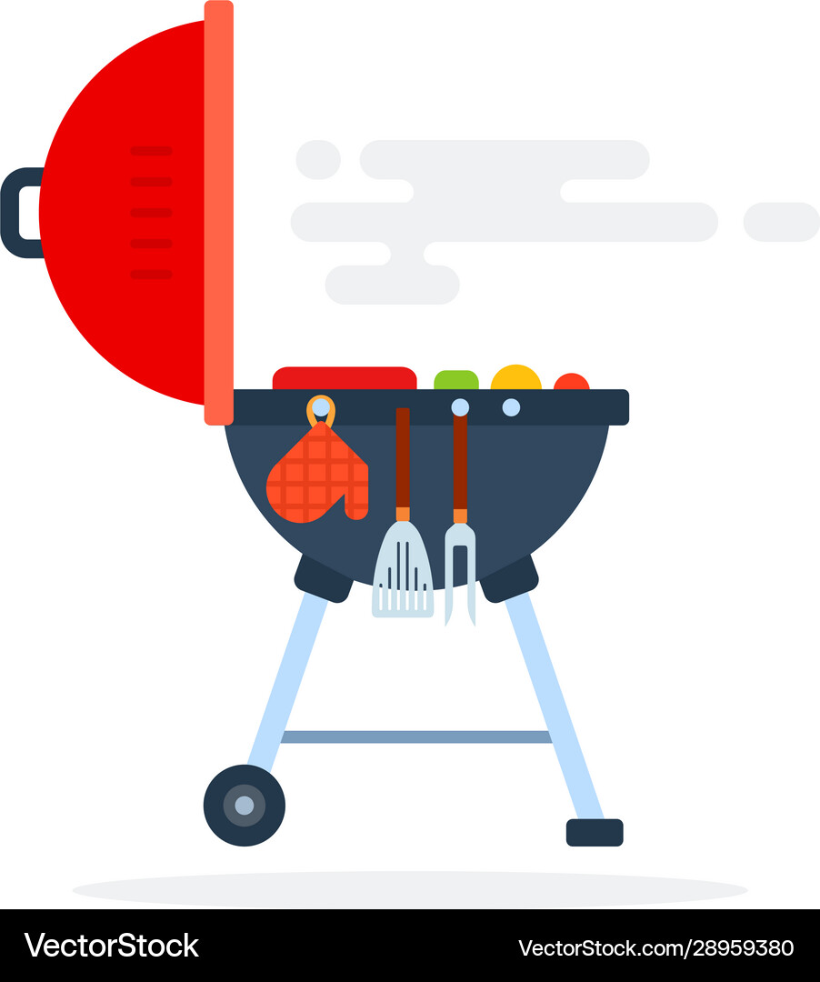 Open round grill for backyard side view flat Vector Image