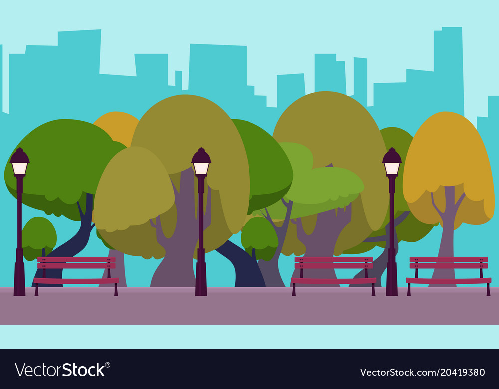 Park in the background of the city Royalty Free Vector Image