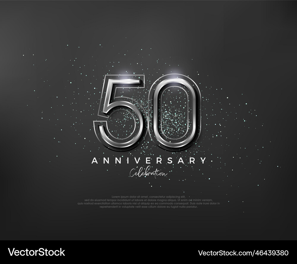 Silver metallic number design premium number 50th Vector Image