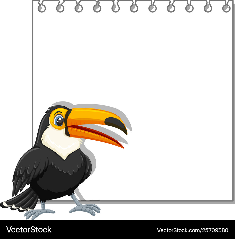 Toucan on blank notebook Royalty Free Vector Image