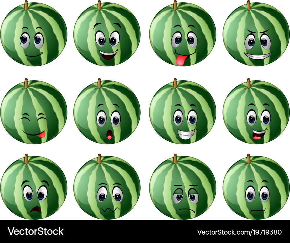 Watermelon with different emoticons Royalty Free Vector