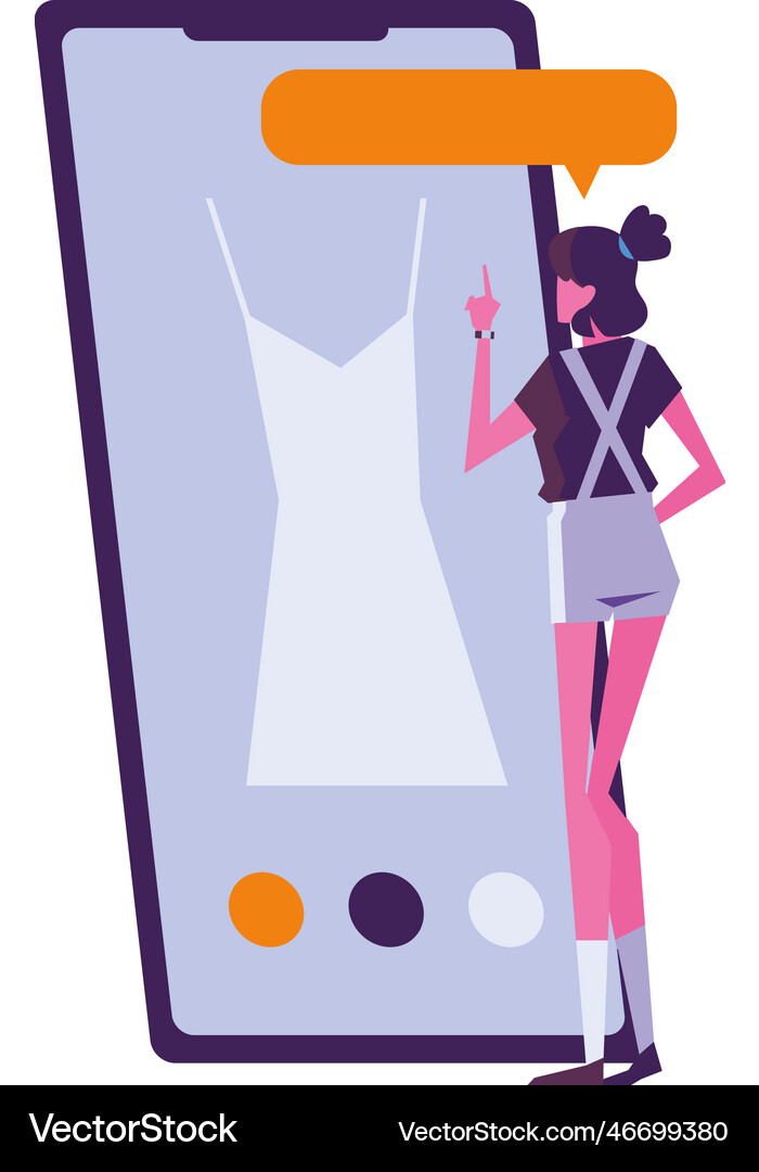 Woman makes purchases online Royalty Free Vector Image