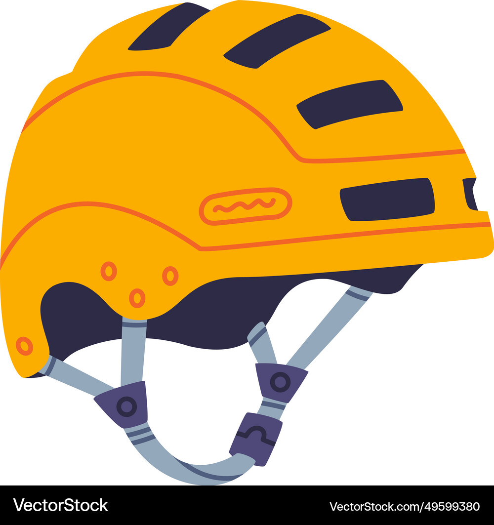 Yellow helmet with strap as climbing equipment Vector Image